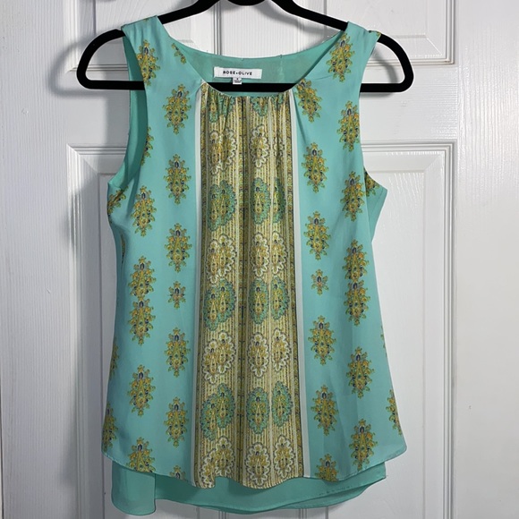 Rose & Olive | Tops | Rose Olive Printed Tank Top Mint Green Small ...